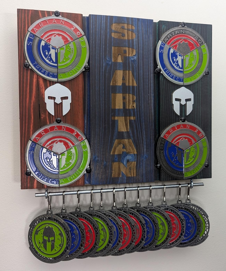Spartan X4 Four Trifecta Medal Rack / Display (RBG_S_4X_1228A) - Etsy