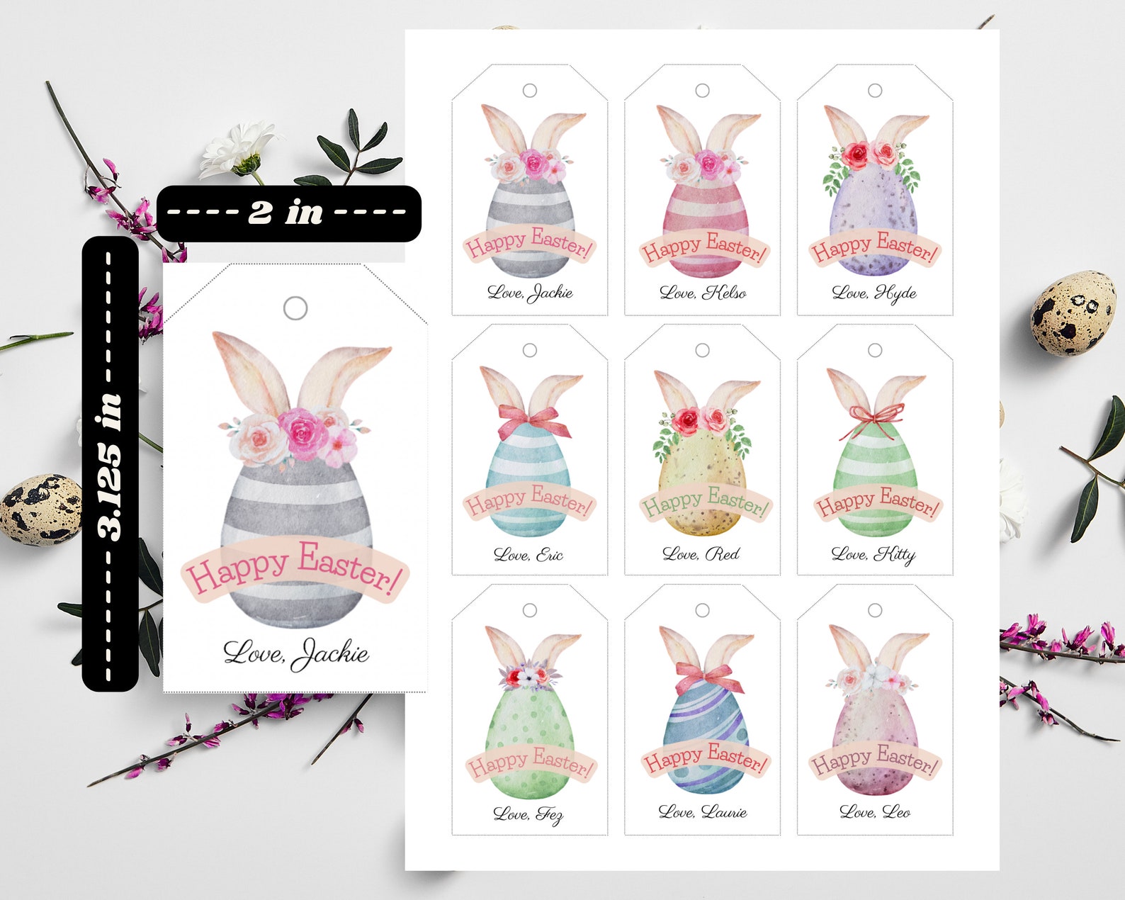 Easter Basket Tags, Printable Easter Tags, DIY Easter Basket Name Tag ...