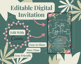 Easter Egg Hunt Invitation Template, Easter, Invite, Printable, INSTANT ...