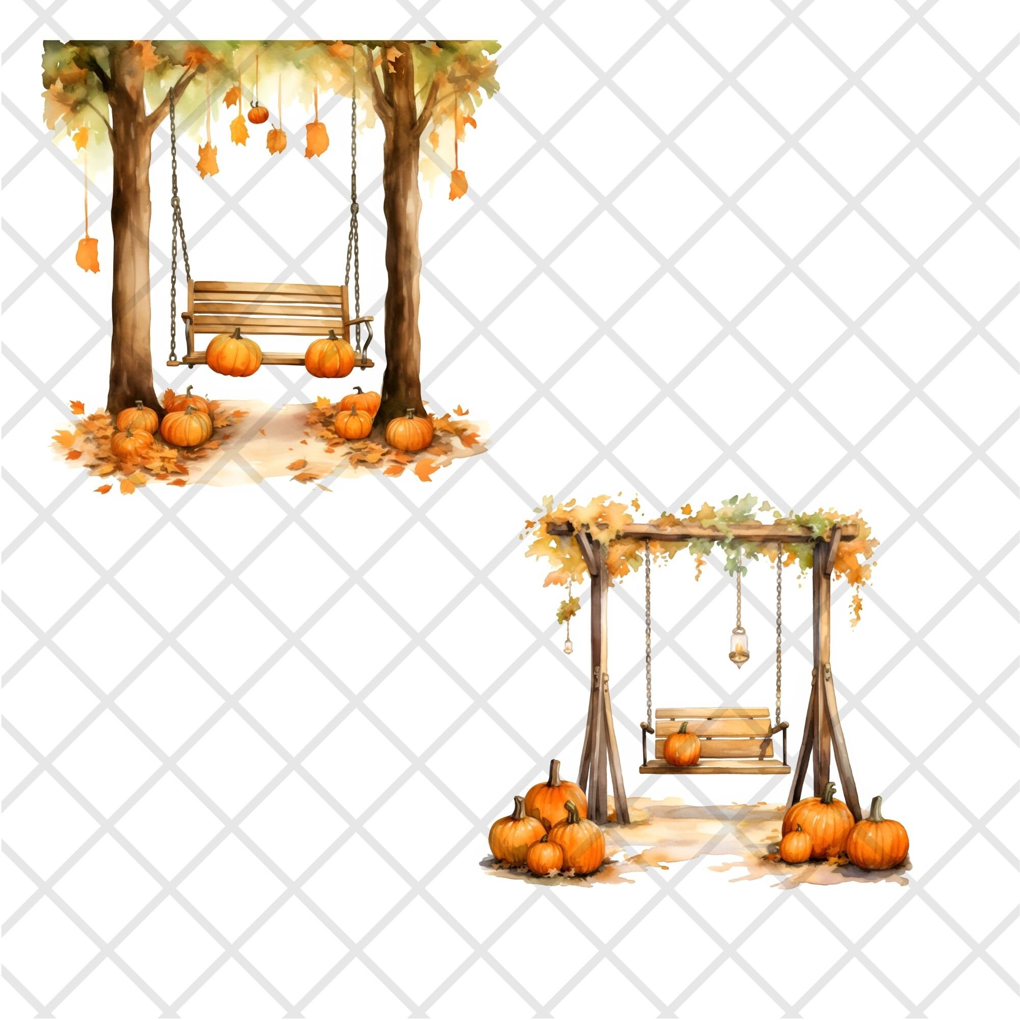Colorful Fall Swing Clipart, Swing in Tree Clipart Set 10, High Quality ...