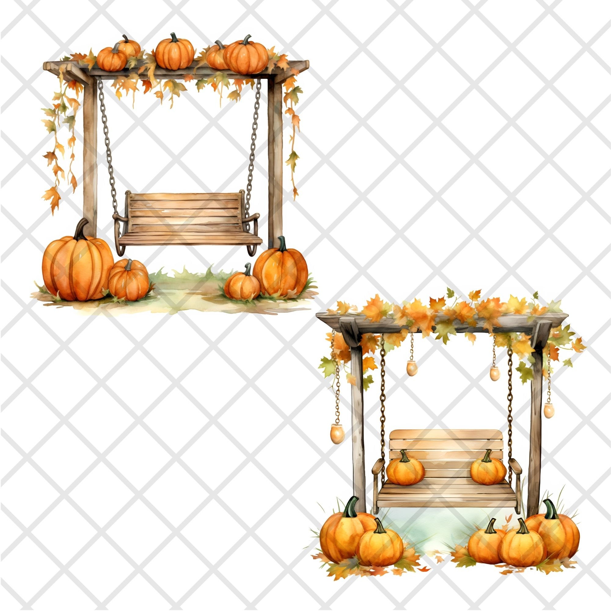 Colorful Fall Swing Clipart, Swing in Tree Clipart Set 10, High Quality ...