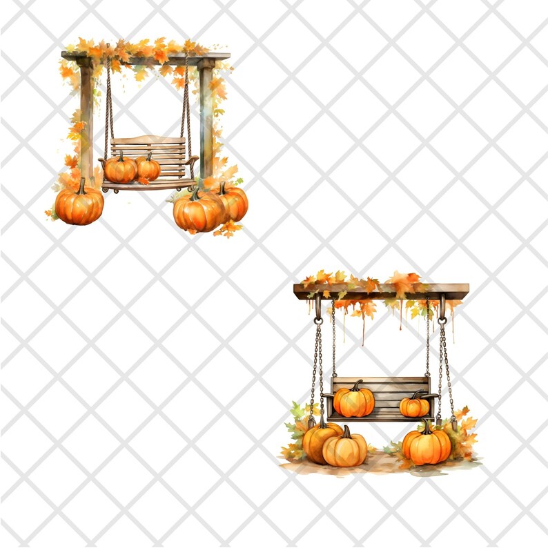 Colorful Fall Swing Clipart, Swing in Tree Clipart Set 10, High Quality ...