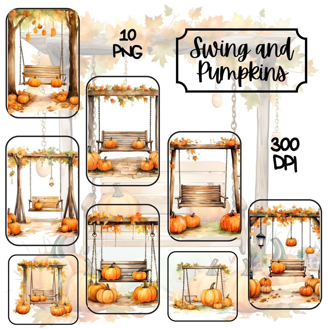 Colorful Fall Swing Clipart, Swing in Tree Clipart Set 10, High Quality ...