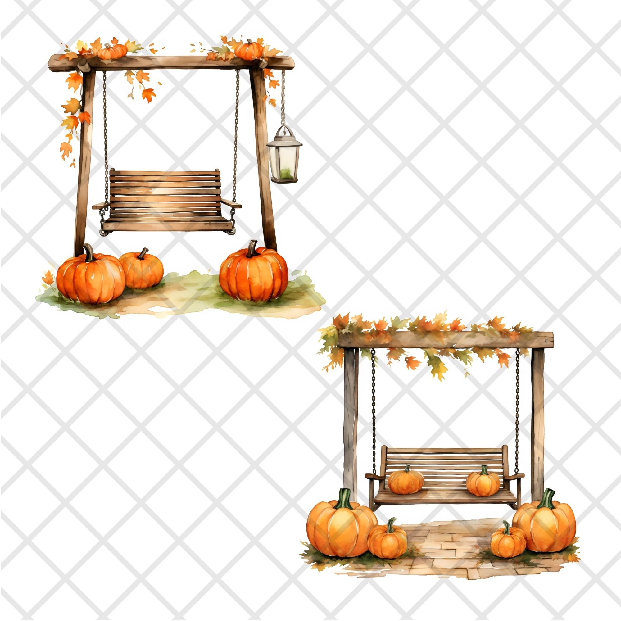 Colorful Fall Swing Clipart, Swing in Tree Clipart Set 10, High Quality ...