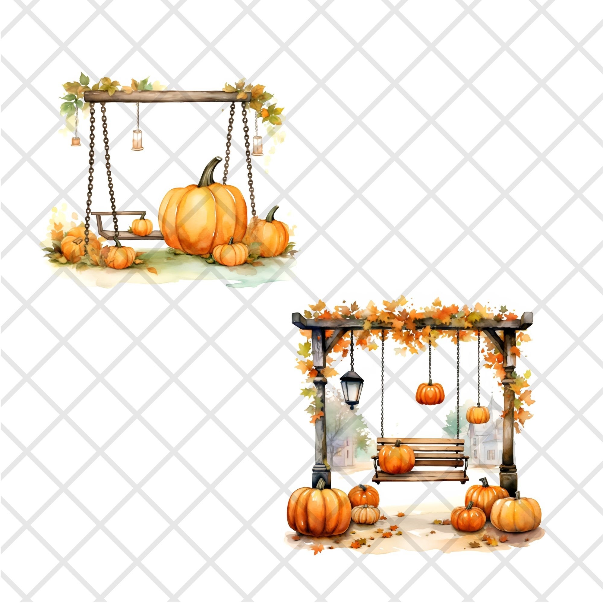 Colorful Fall Swing Clipart, Swing in Tree Clipart Set 10, High Quality ...