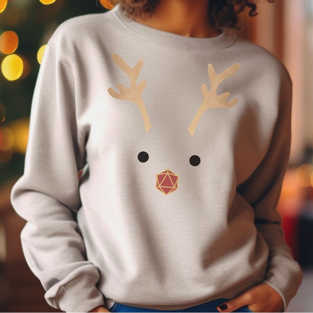 Minimal Critmas Rudolph, Dungeons and Dragons Christmas Party Sweater ...