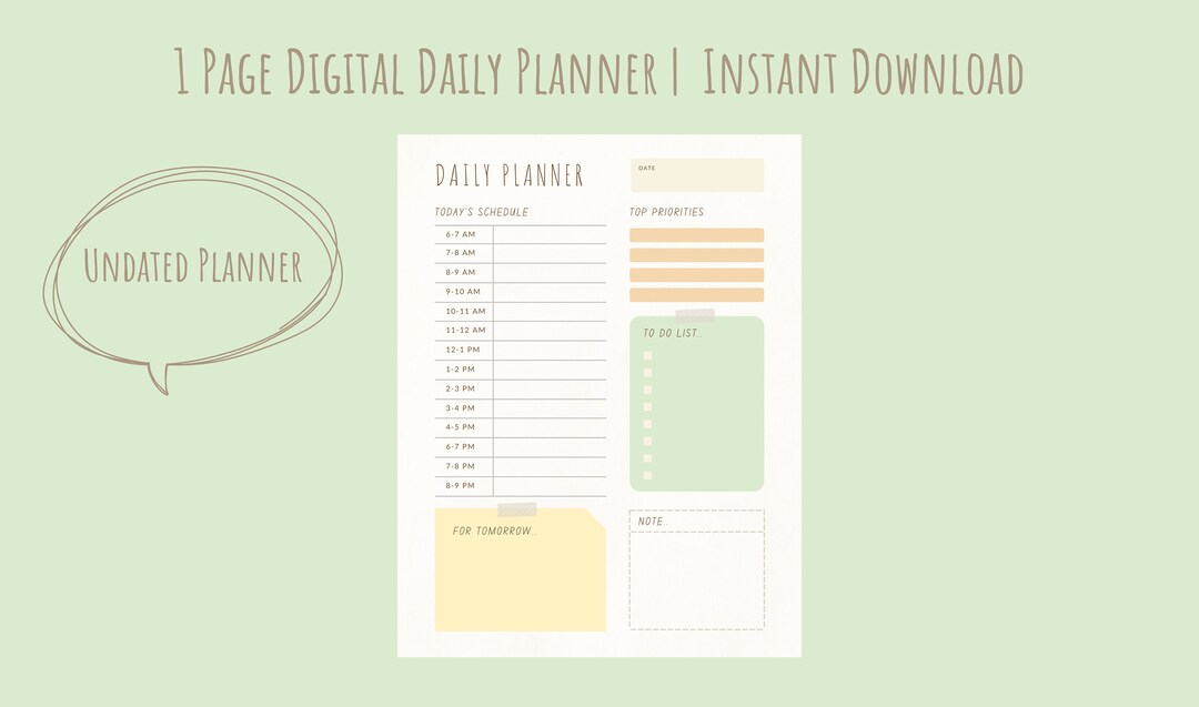 Daily Planner, Downloadable Planner, Instant Download, Daily to Do List ...