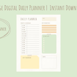 Daily Planner, Downloadable Planner, Instant Download, Daily to Do List ...