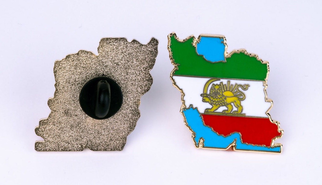 Iran Map Lapel Pin: Lion and Sun Flag, Pride of Iran - Etsy