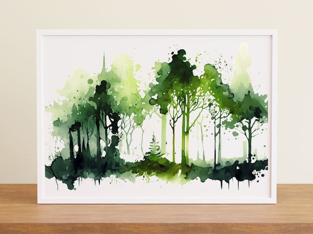 Watercolor Forest Print, Watercolor Illustration Printable Art ...