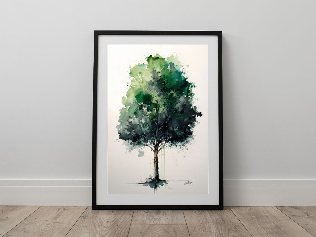Watercolor Forest Print | Tree Print Art | Green Nature Wall Art ...