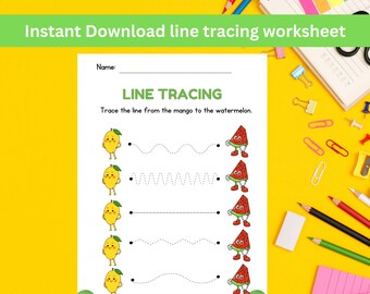 Pre Handwriting Line Tracing Worksheets Preschool Printable - Etsy
