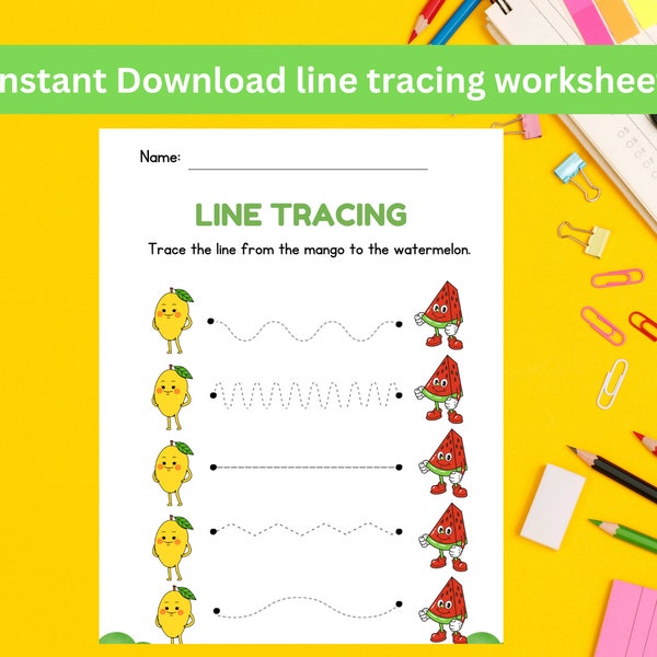 Preschool Line Tracing Worksheets - Etsy