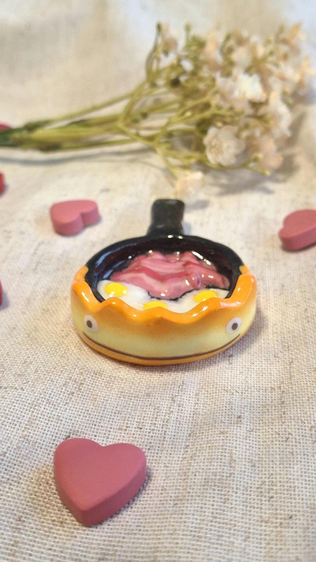 Fire Demon Cooking Bacon and Eggs | Desk Friend | Handmade Polymer Clay ...