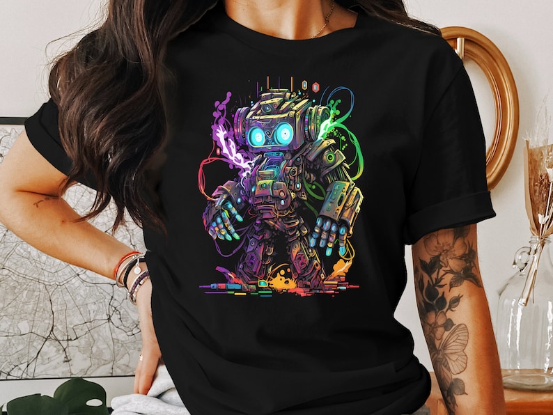 Robot T Shirt Mech T-shirt Cyberpunk Tshirt Men T Shirt Women Tshirt ...