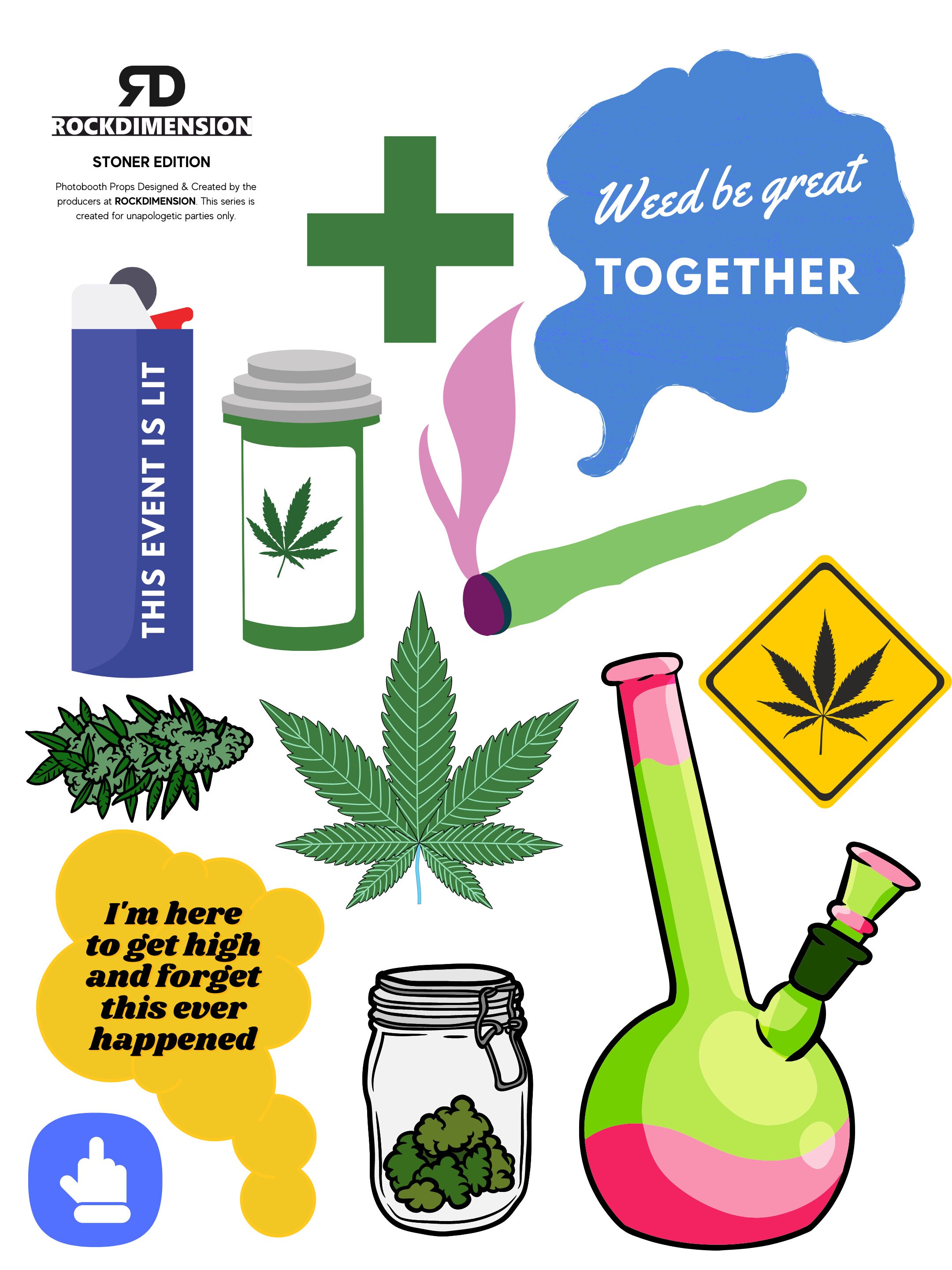 BUDTENDING Photo Booth Props Funny Photo Props Unapologetic Marijuana Props - Etsy