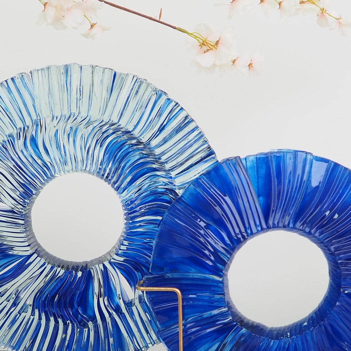 Esra Balcı Glassic Series Blue & Clear Decorative Glass Disc With Brass ...