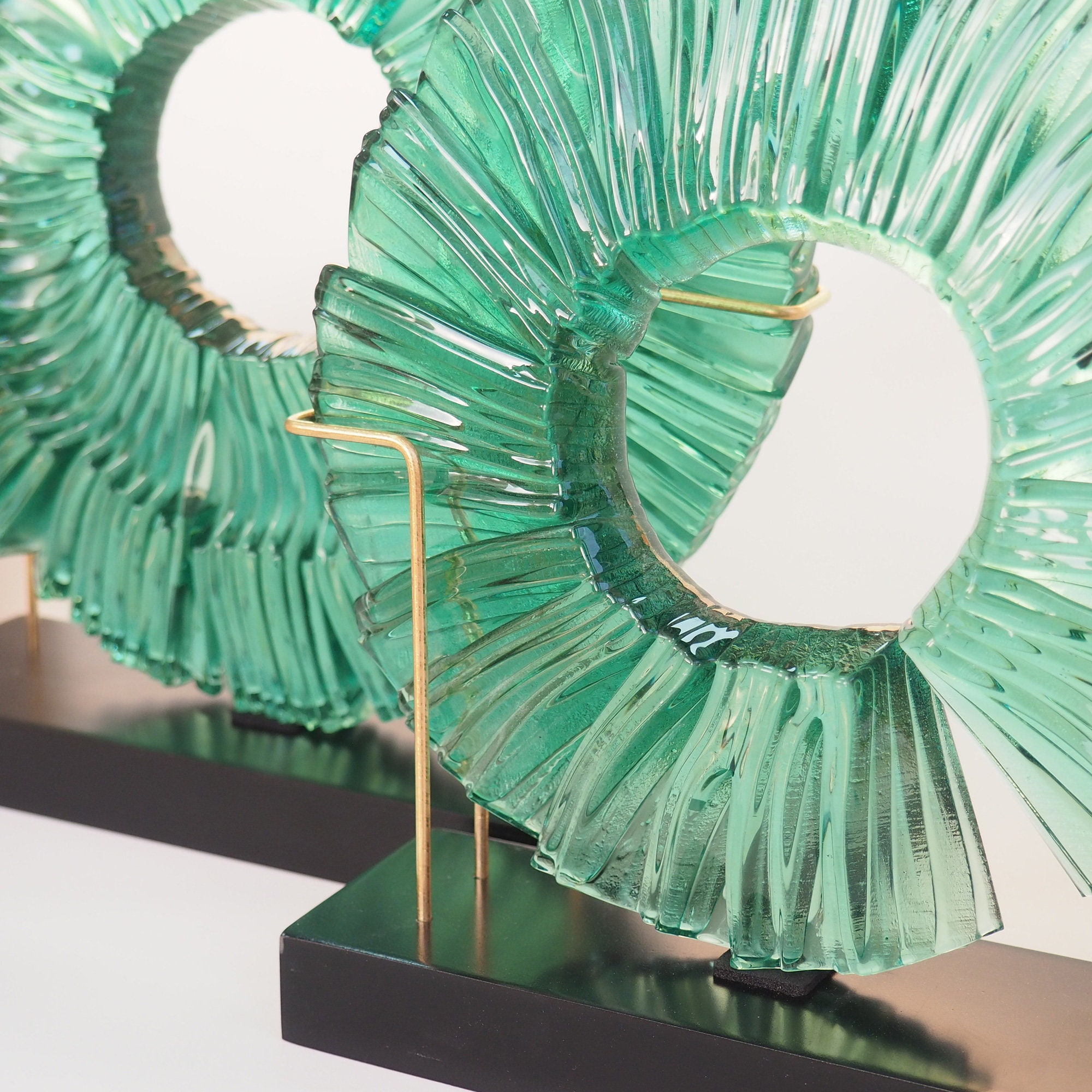Nile Green Fused Glass Art Suncatcher Set of 2 Decorative Glass Discs ...