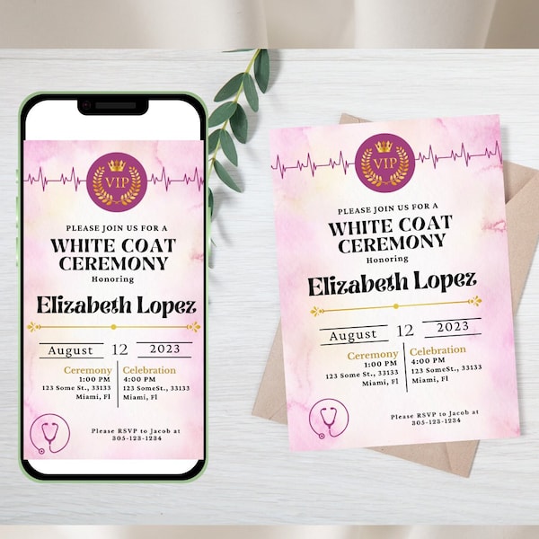 White Coat Ceremony Party Invitation - Etsy