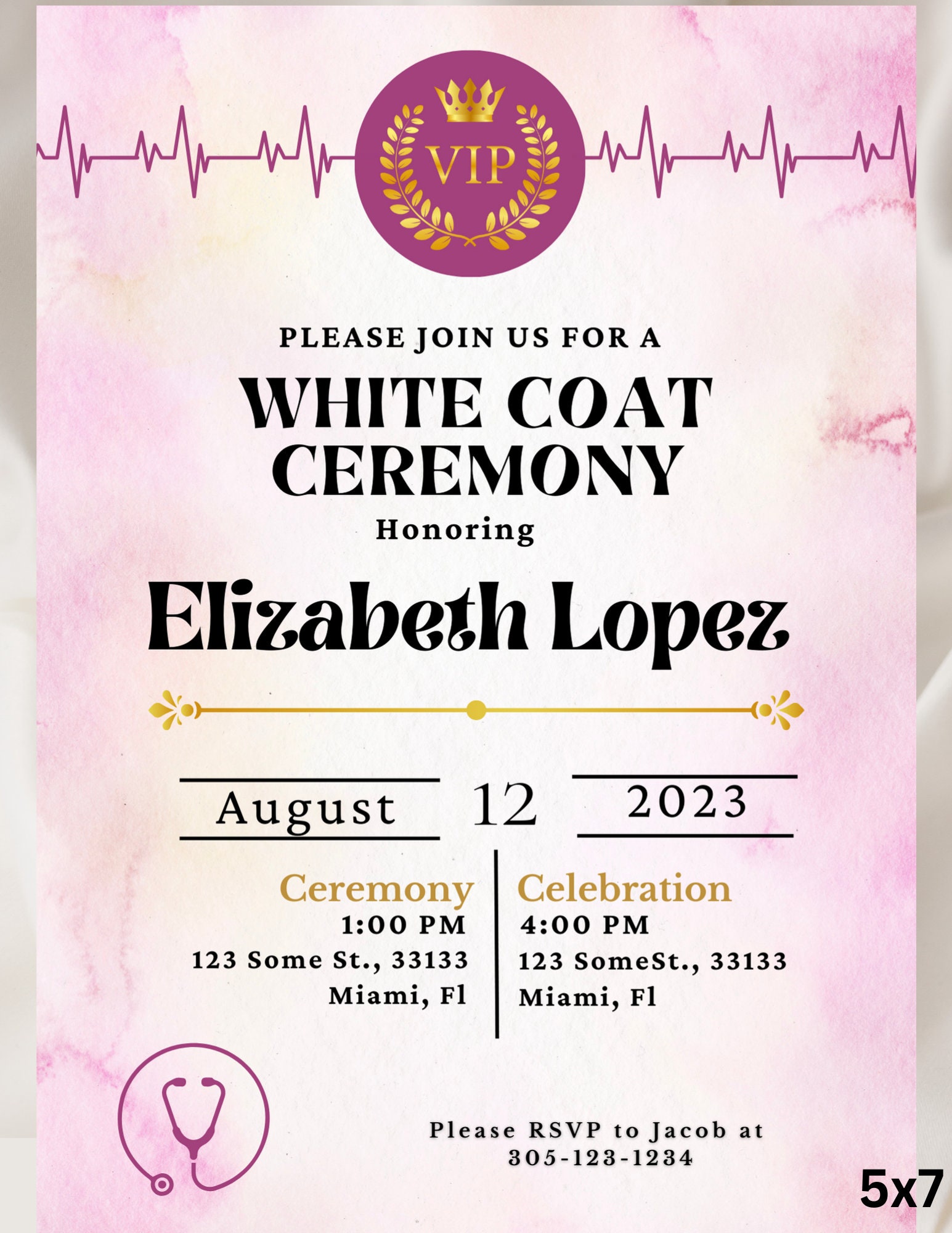 White Coat Ceremony Invitation Digital Invitation MD White Coat PA ...