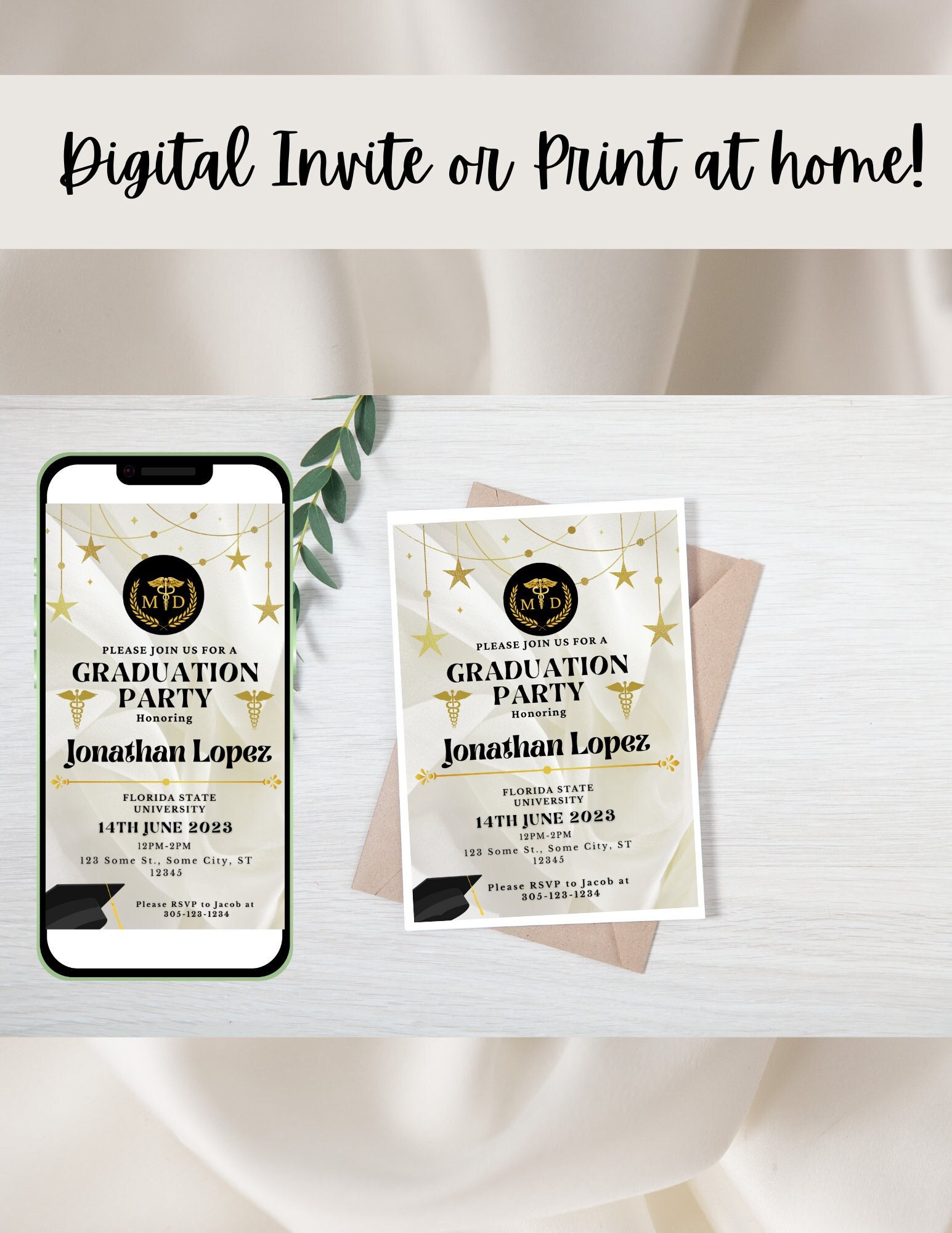 MD/DO Graduation Invitation Graduation Party Invite Graduation ...