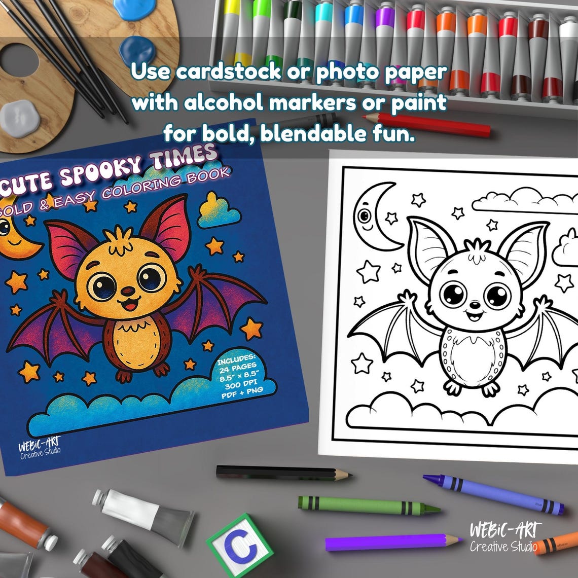 Cute Spooky Coloring Pages Printable – Easy Bold Critters Instant ...