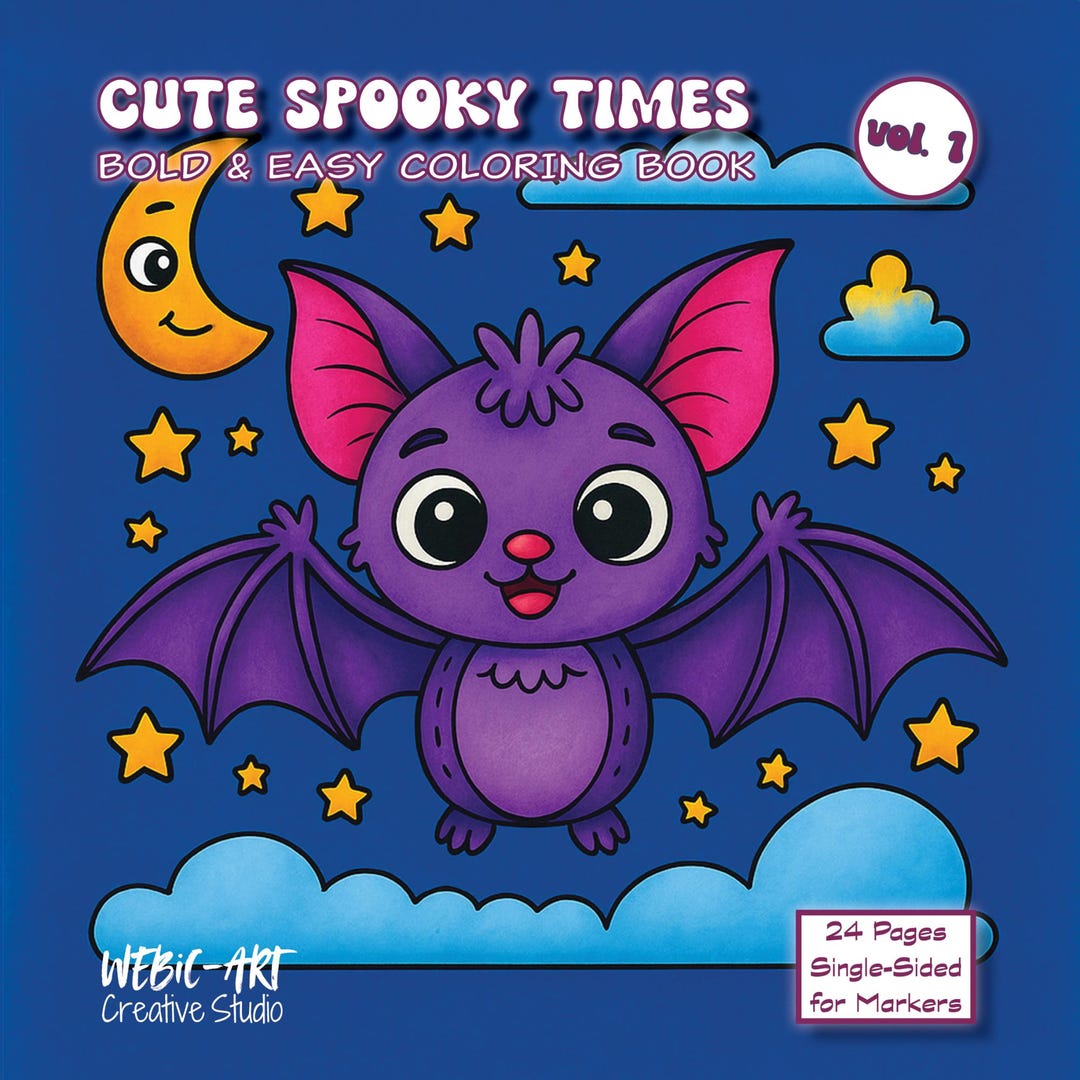 Cute Spooky Coloring Pages Printable – Easy Bold Critters Instant ...