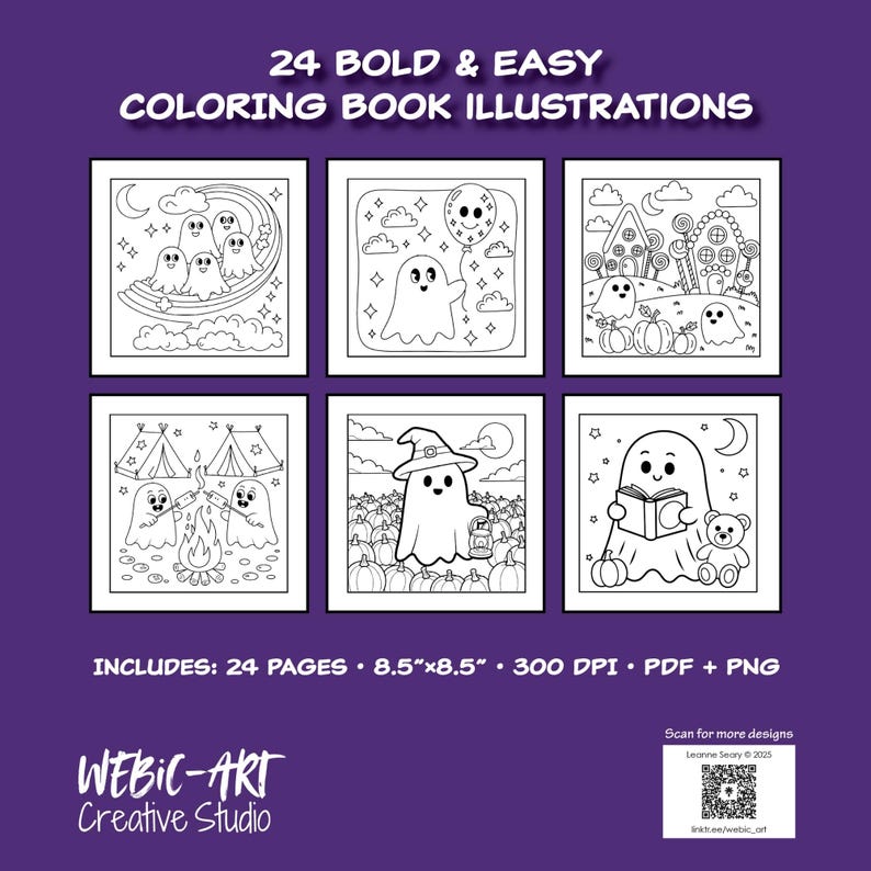 Cute Scary Ghost Coloring Pages Printable – Spooky Instant Download ...