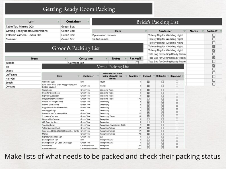 Wedding Checklist Editable Google Sheets Template | Instant Digital ...