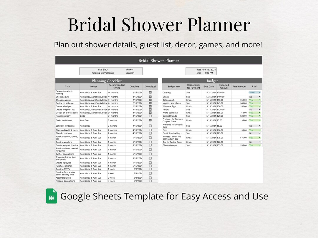 Editable Bridal Shower Planner | Digital Wedding Organizer Template ...