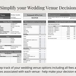 Wedding Venue Decision Guide | Google Sheets Template | Instant Digital ...