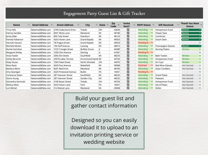Engagement Party Planner Editable Google Sheets Template | Instant ...