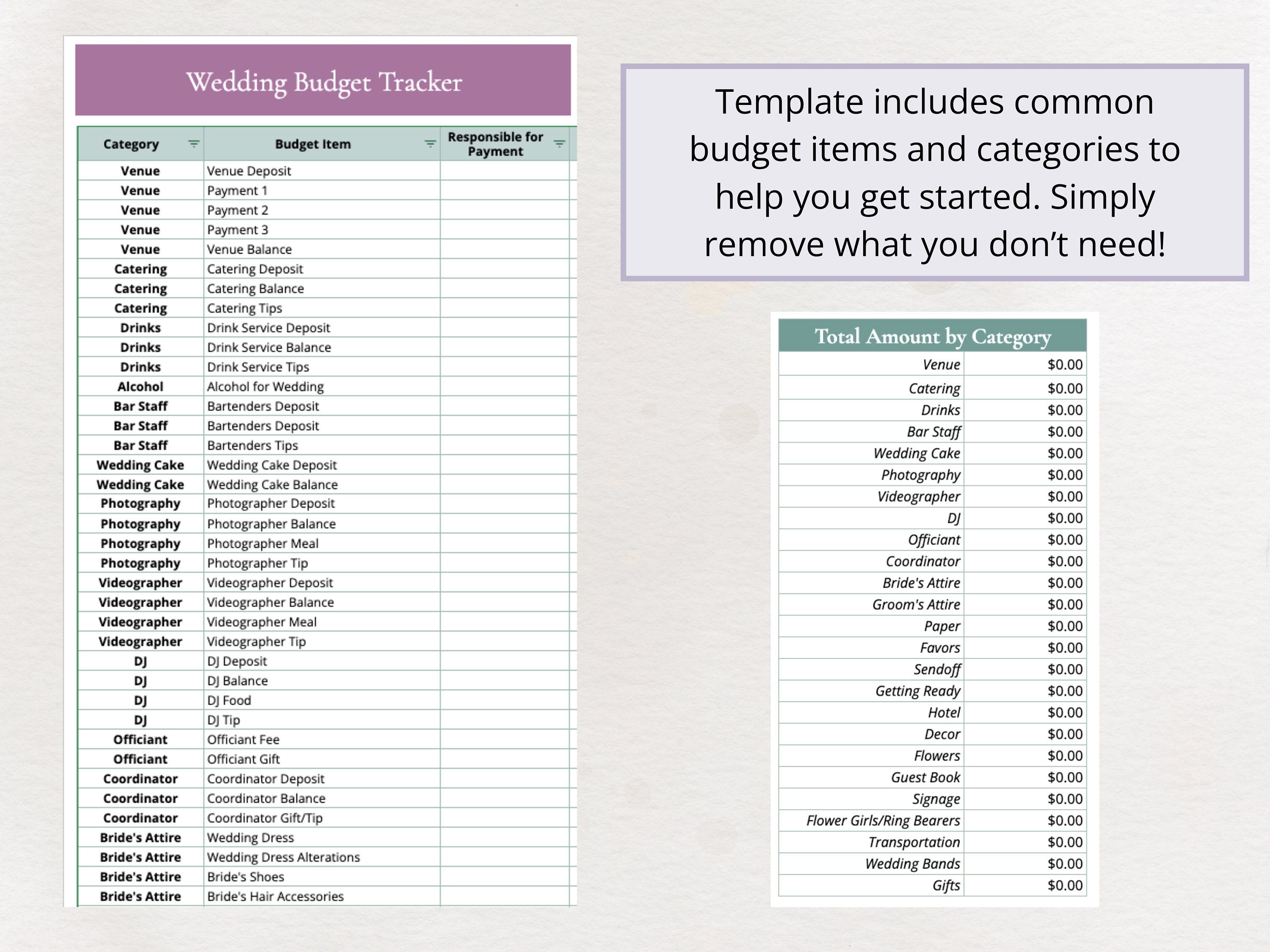 Wedding Budget Planner Google Sheets Template | Instant Digital ...