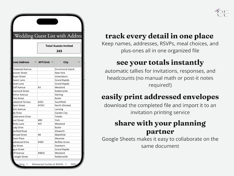 Wedding Planning Guest List Tracker | Google Sheets Template | Instant ...