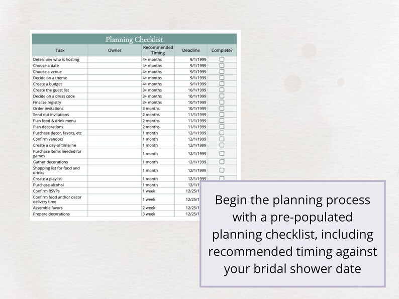 Bridal Shower Planner Editable Template | Instant Download Google ...