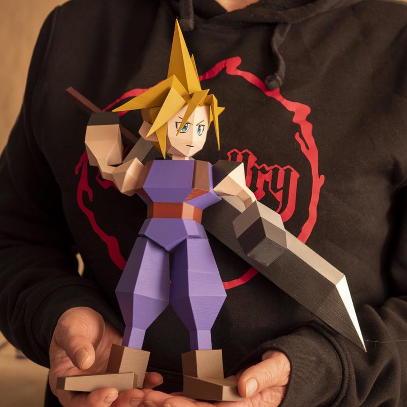 Cloud Strife FFVII Low Poly Figure 30 Cm | Final Fantasy VII Lovers - Etsy