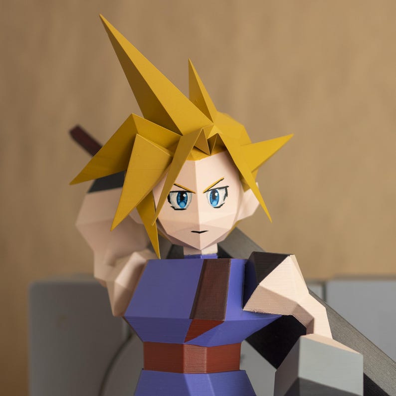 Cloud Strife FFVII Low Poly Figure 30 Cm | Final Fantasy VII Lovers - Etsy