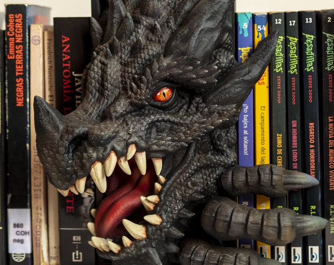 Dragon Book Nook Hand Painted| 3D Book Holder | Fantasy Book Shelf ...