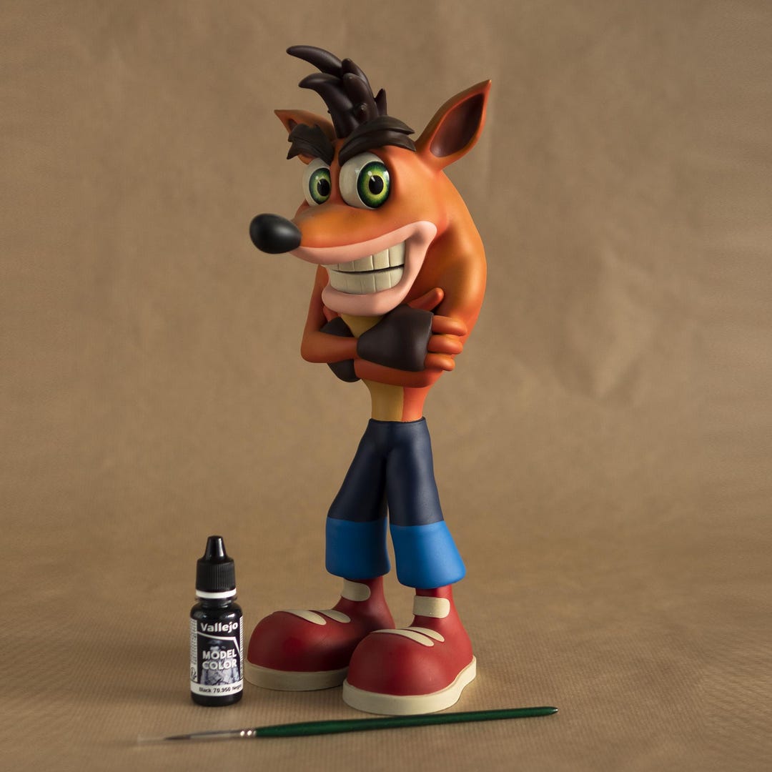 Crash Bandicoot 30 Cm Hand-painted Figure - Unique Collectible Statue ...