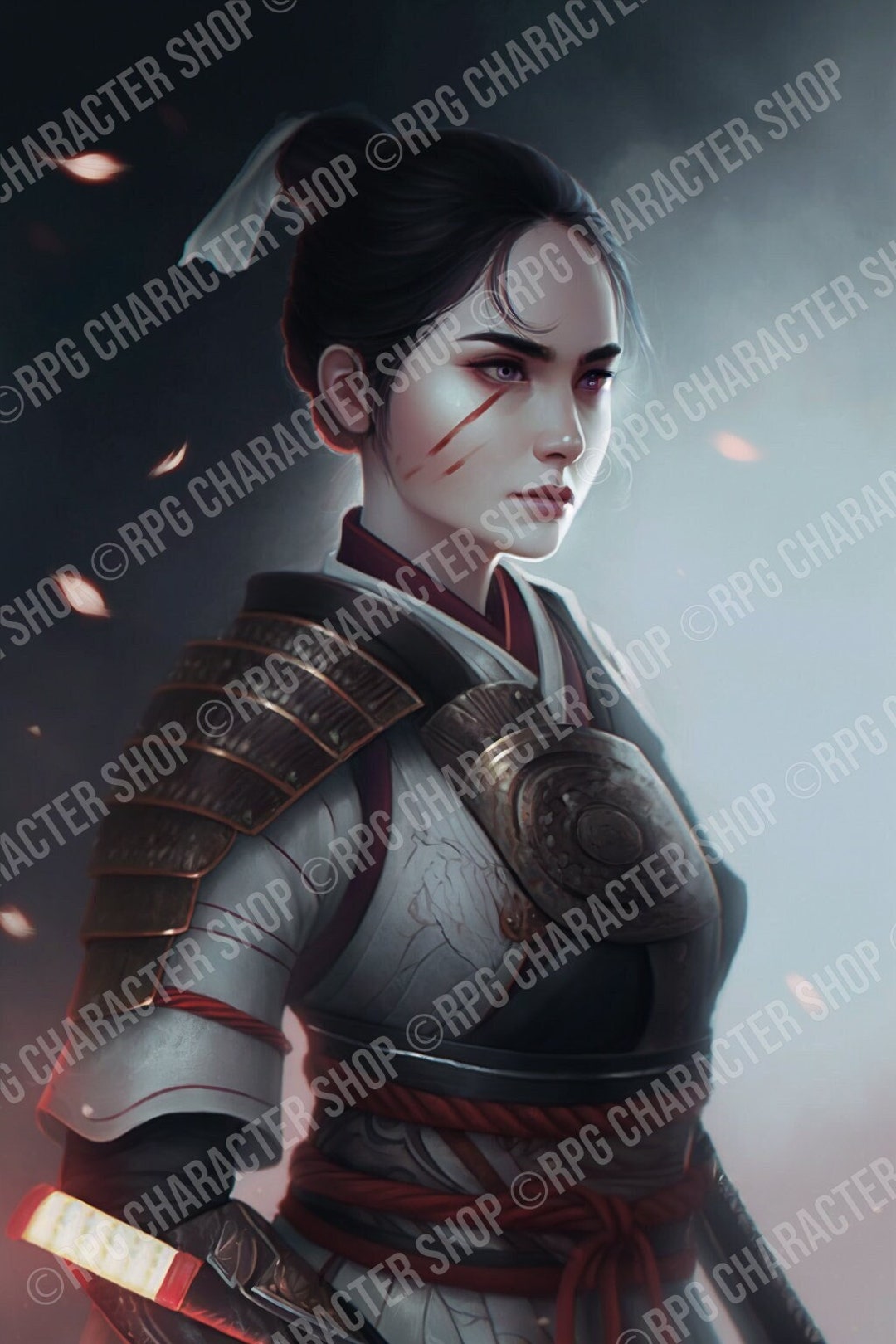 Female Samurai Fighter Character Portrait - Etsy