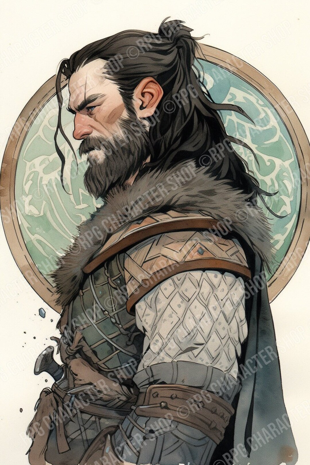 Male Human Ranger | Watercolor Character Portrait - Etsy