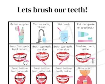 Adult Brushing Teeth Routine for Autism Visual Aids, How to Brush Teeth ...