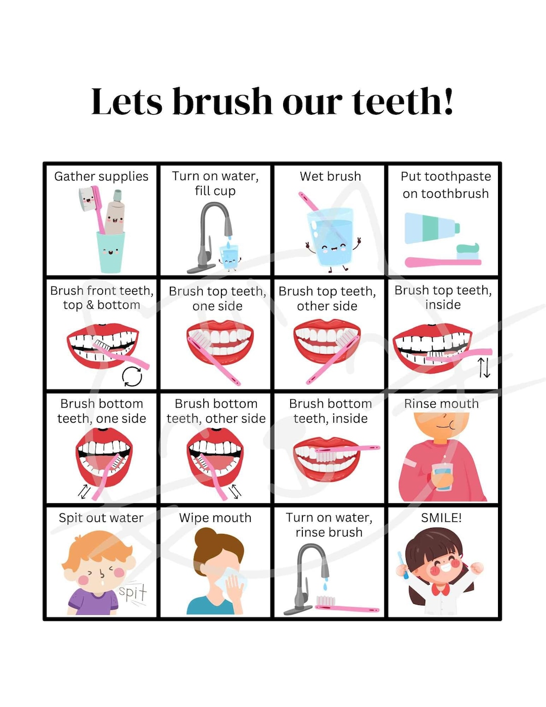 Let's Brush Our Teeth! Visual Step-by-step Digital Download - Etsy