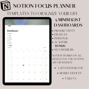 Notion Focus Planner for Business, Personal, Students/educators Bundle ...