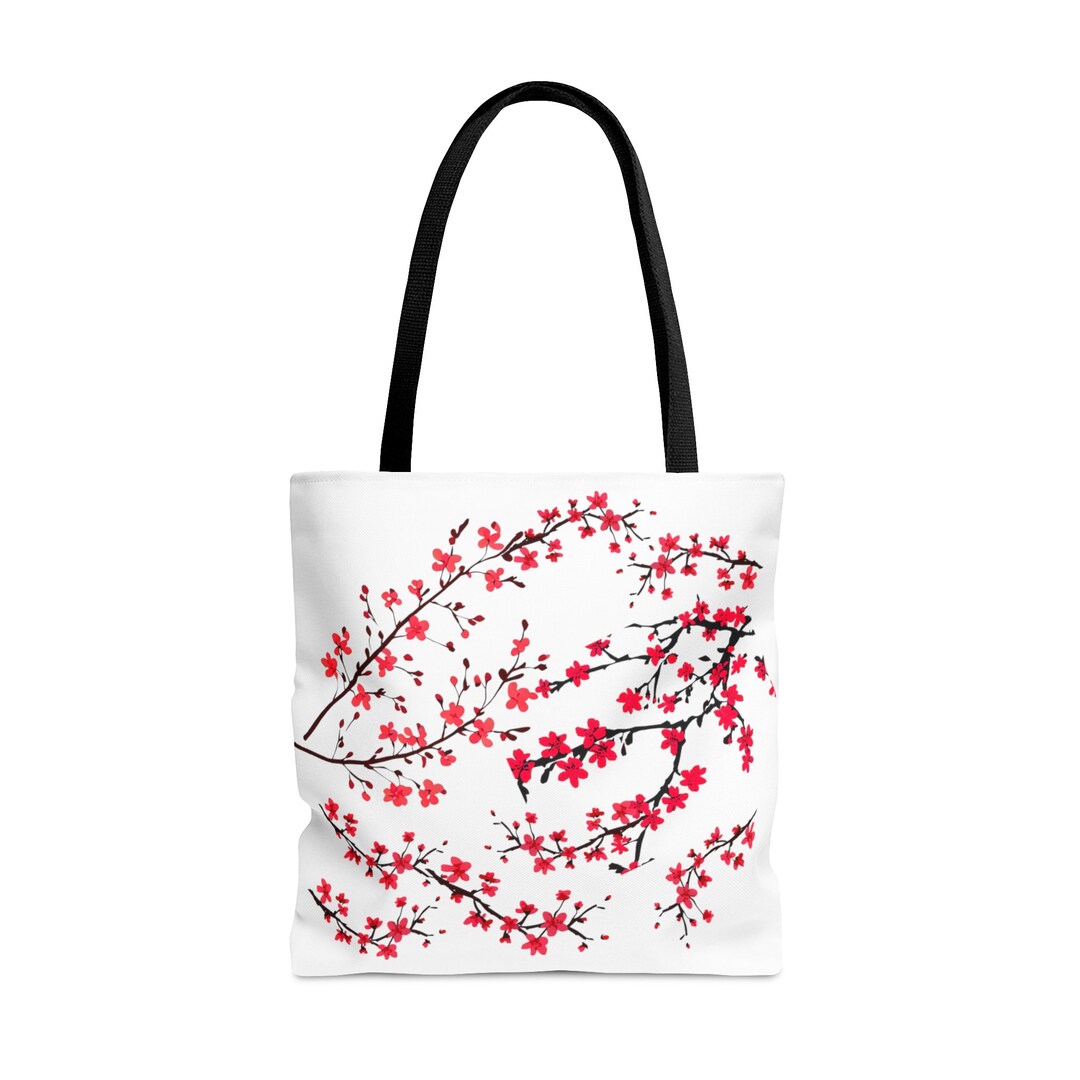 Red Cherry Blossom Renewal Tote Bag | Groceries, Gym, Beach, Shopping ...