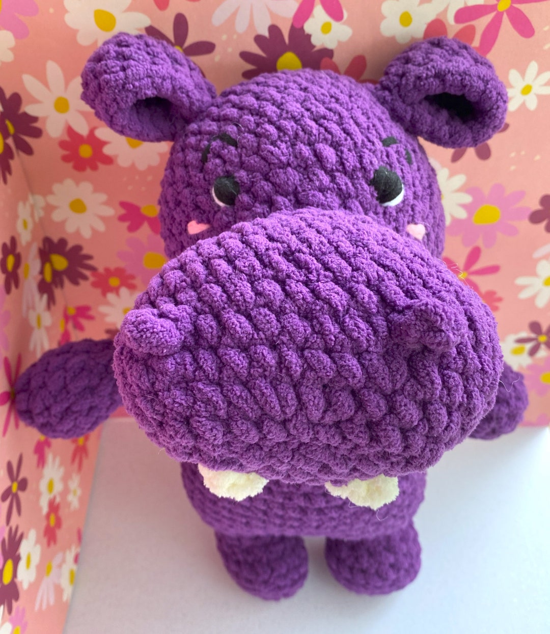 Hallie the Hippo Plushie: Made-to-order Crochet Stuffed Animal Handmade ...