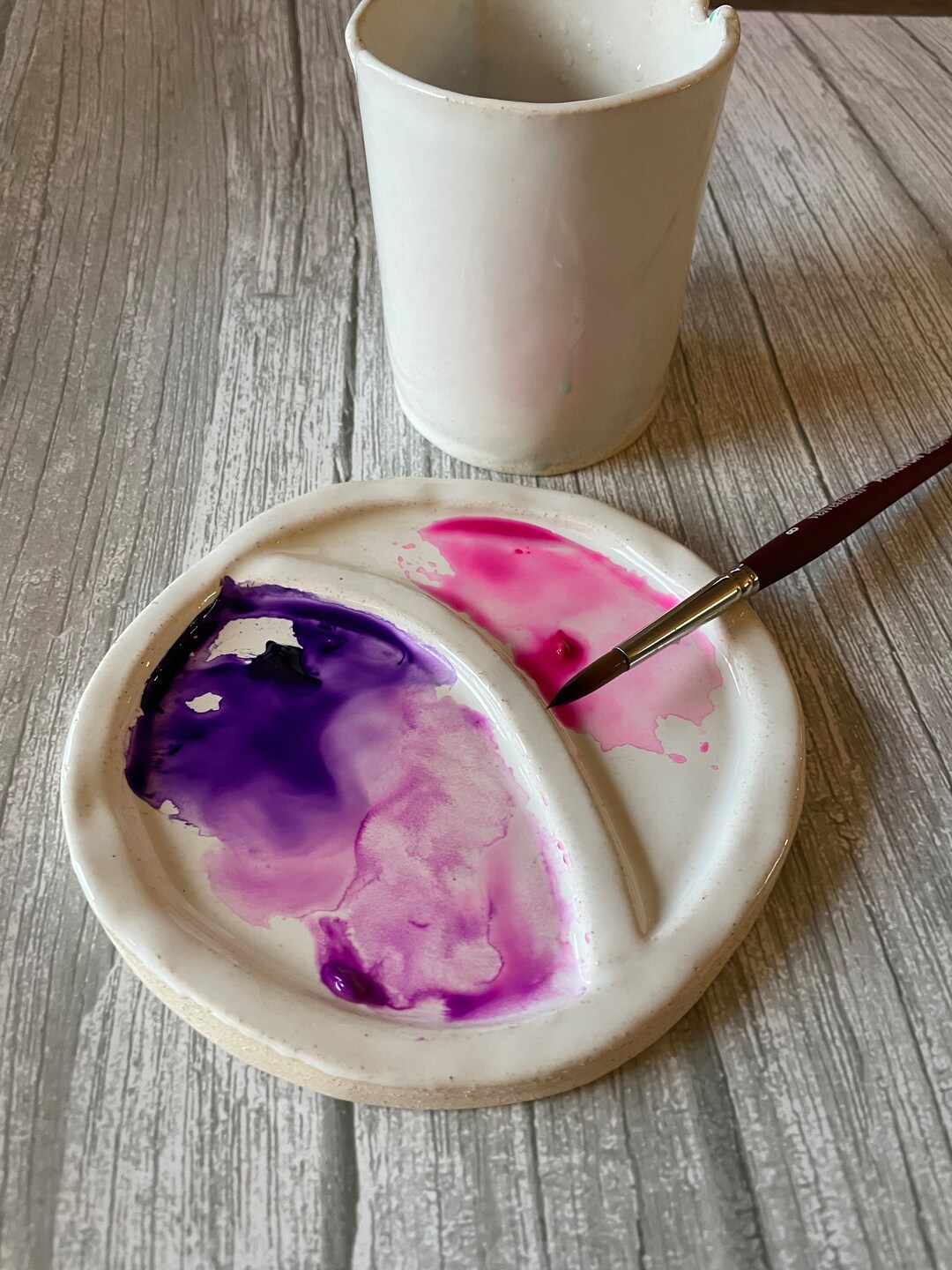 Handmade Moon Shaped Ceramic Watercolor Mixing Palette, Stoneware ...