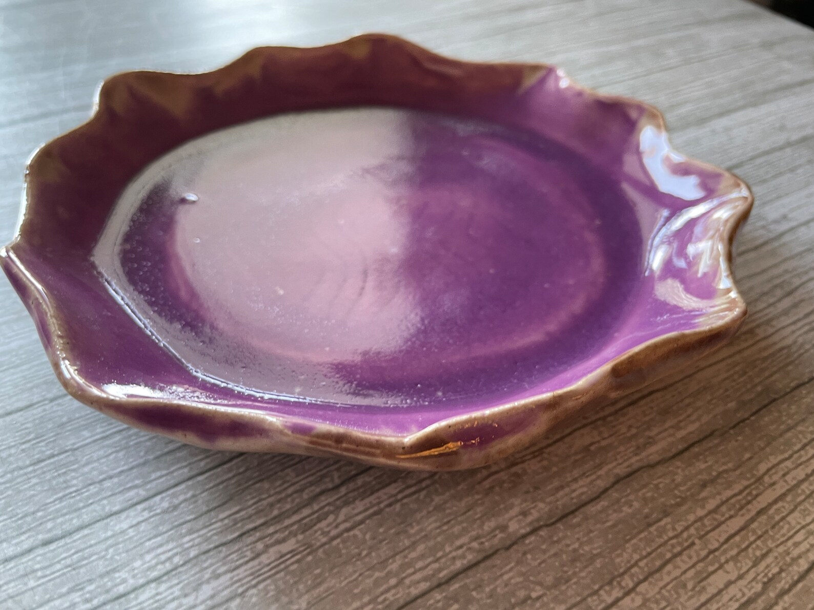 Handmade Ceramic Serving Plate: Purple Glaze, Curvy Edge - Etsy