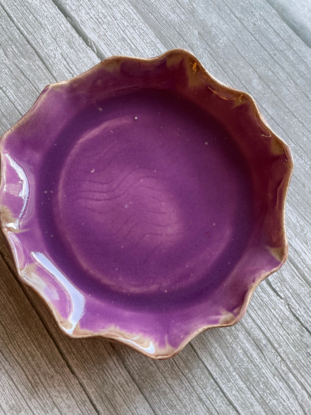 Handmade Ceramic Serving Plate: Purple Glaze, Curvy Edge - Etsy
