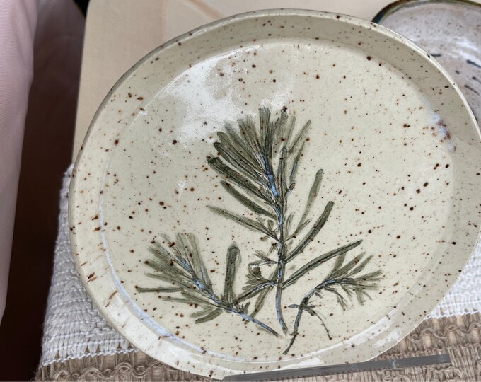 Herb Motif Small Plate Set of (2) Two- Rosemary Impression - Etsy